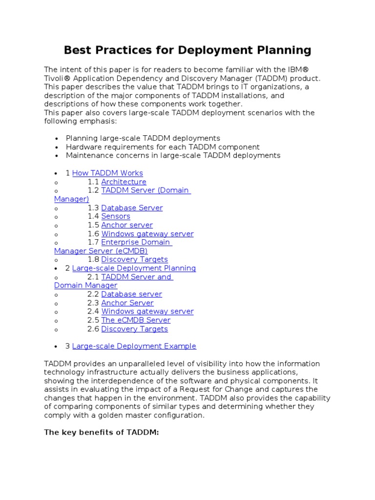Best Practices For Deployment Planning | PDF | Databases | Server ...