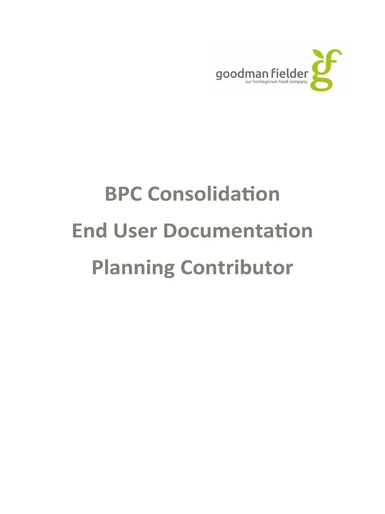 BPC Consolidation User Manual - Planning Contributor | PDF | Microsoft ...