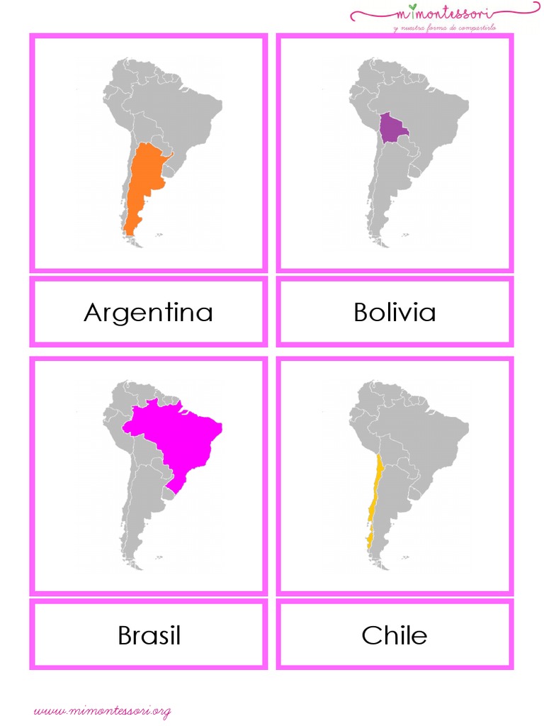 Tarjetas Del Mapa de Amc3a9rica Del Sur Letra Imprenta | PDF