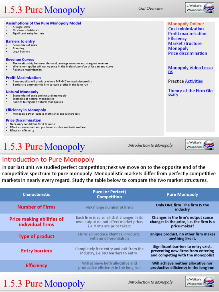 Assumptions of The Pure Monopoly Model | PDF | Monopoly | Price ...
