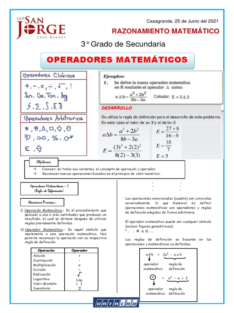 Operadores Matematicos | PDF | Matemáticas | Logaritmo