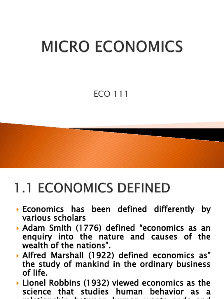 Introduction To Microeconomics (ECO 111) | PDF | Demand | Scientific Method