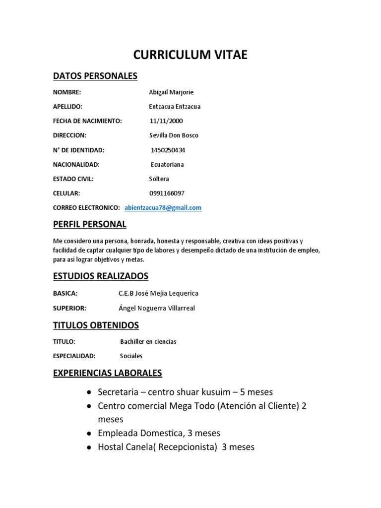 Curriculum Vitae - Abigail | PDF