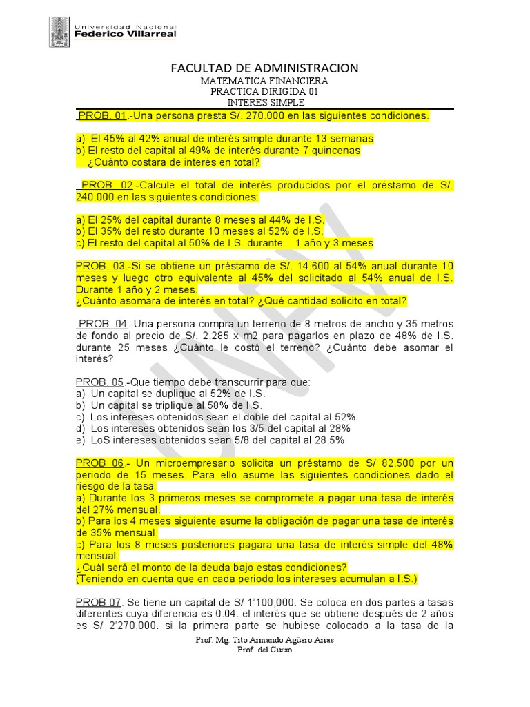 Practica 01 MF | PDF | Deuda | Interés