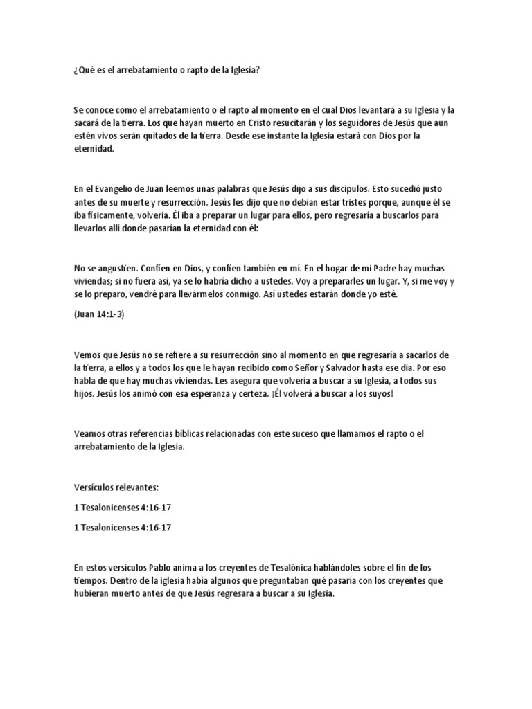 El Rapto Esperanza Y Preparación Pdf Jesús Éxtasis