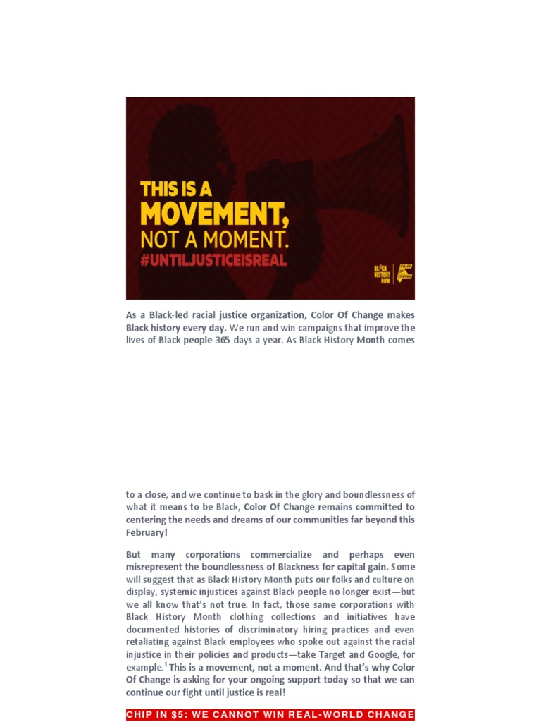 Color of Change - Black History Is More Than A Month. | PDF | African ...
