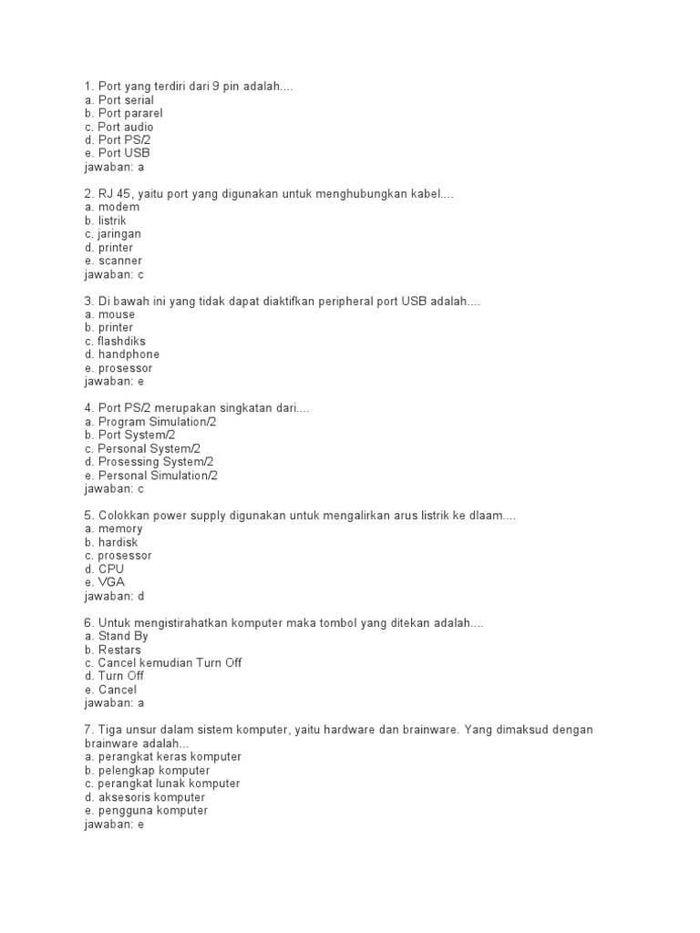 Contoh Soal Tik | PDF