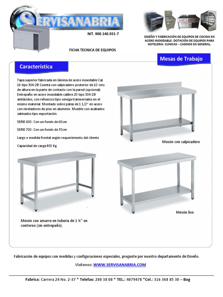 Ficha Tecnica Mesa | PDF