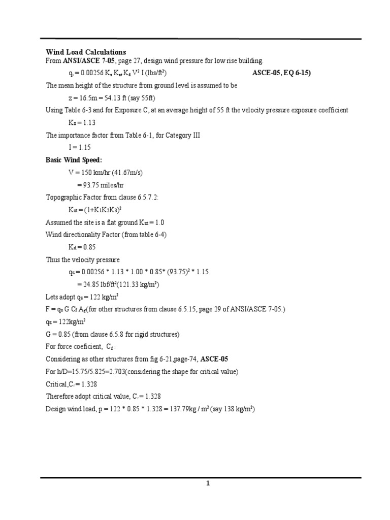 Wind load calculations for low rise building | PDF