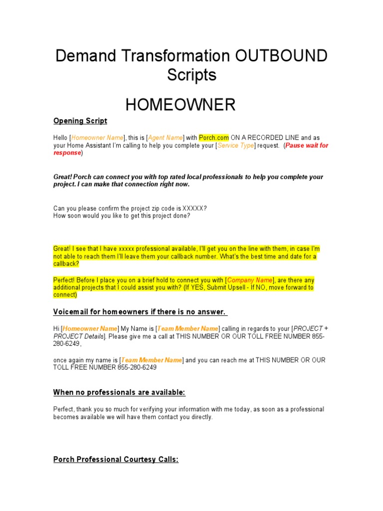 Demand Transformation OUTBOUND Scripts | PDF | Communication