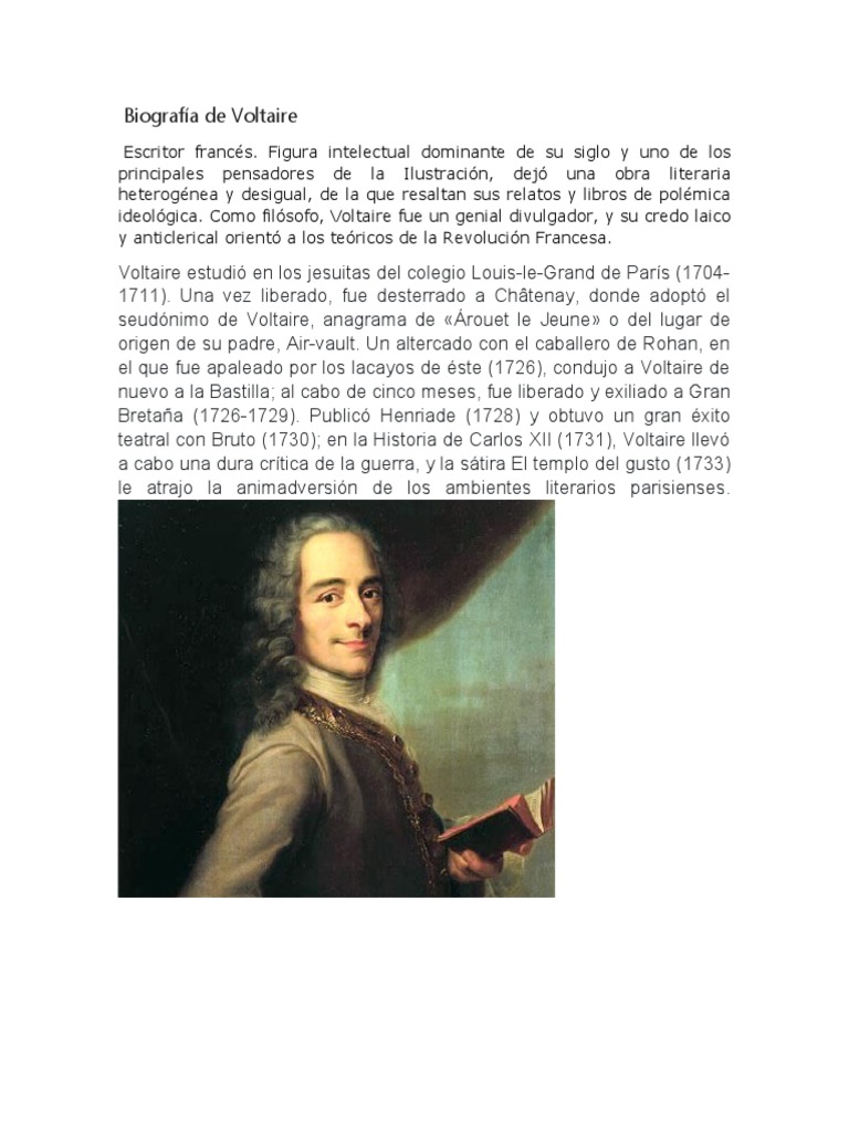 Biografía de Voltaire | PDF | Montesquieu
