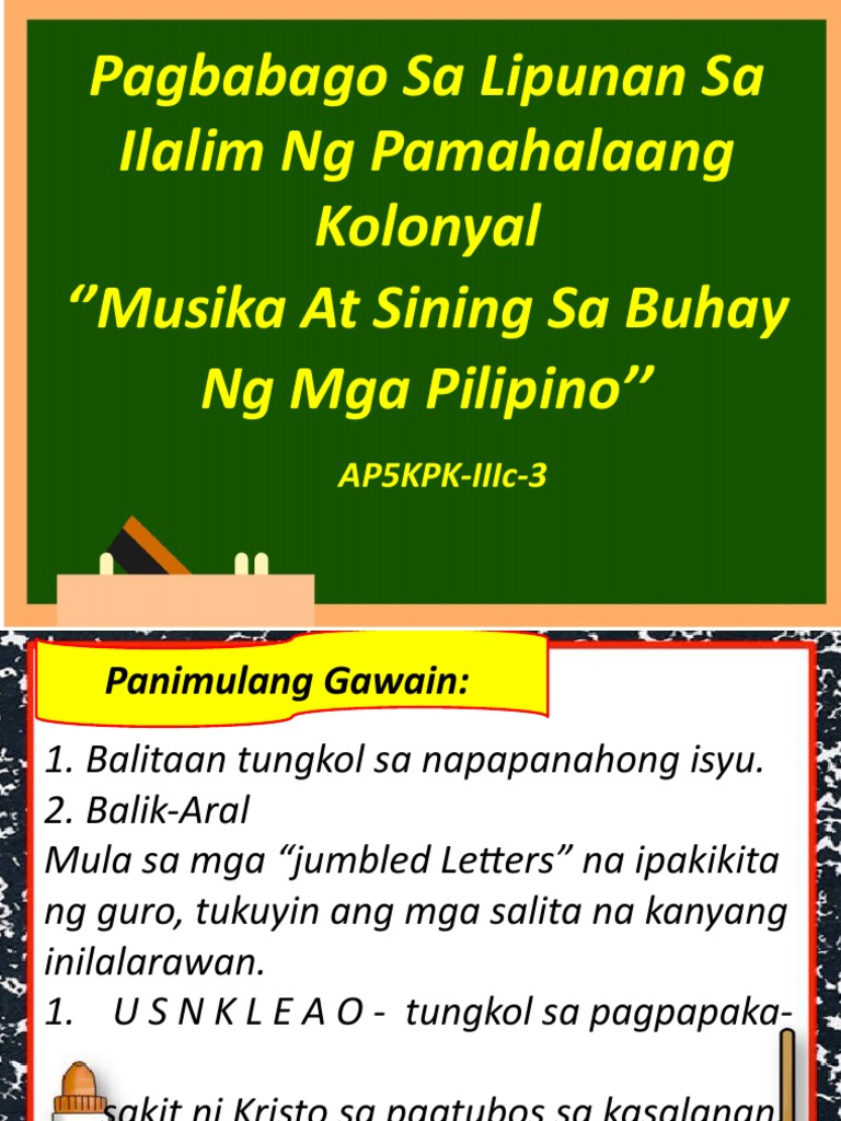 Grade 5 PPT - AP - Q3 - W3 (Musika at Sining) | PDF