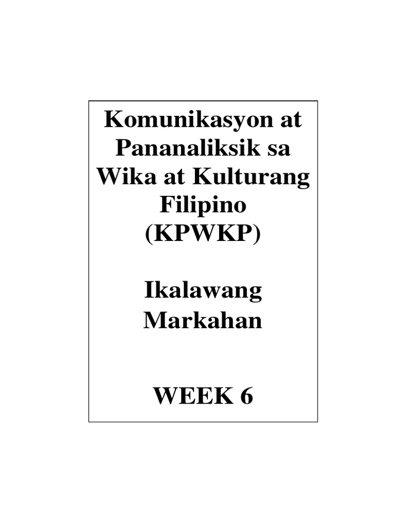 KPWKP - Q2 - Week 6 | PDF