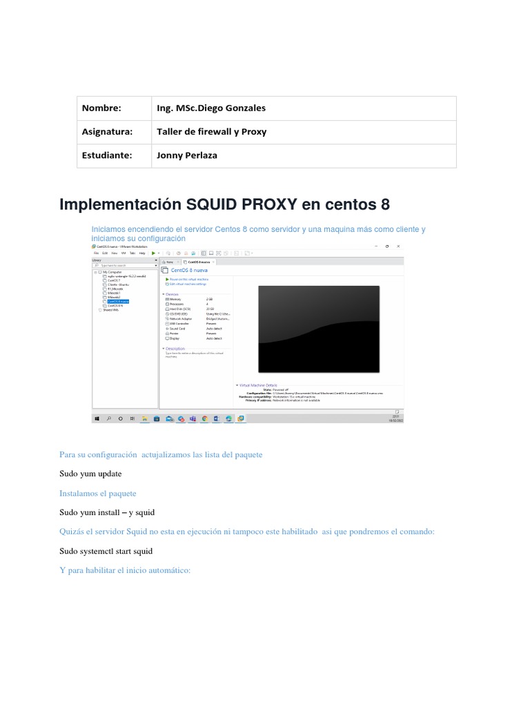 Configuración de Squid en CentOS 8 | PDF | Servidor proxy | Cortafuegos (informática)
