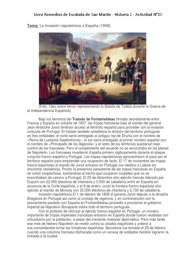 Act10 La Invasión Napoleónica A España | PDF | Napoleón | Guerra peninsular