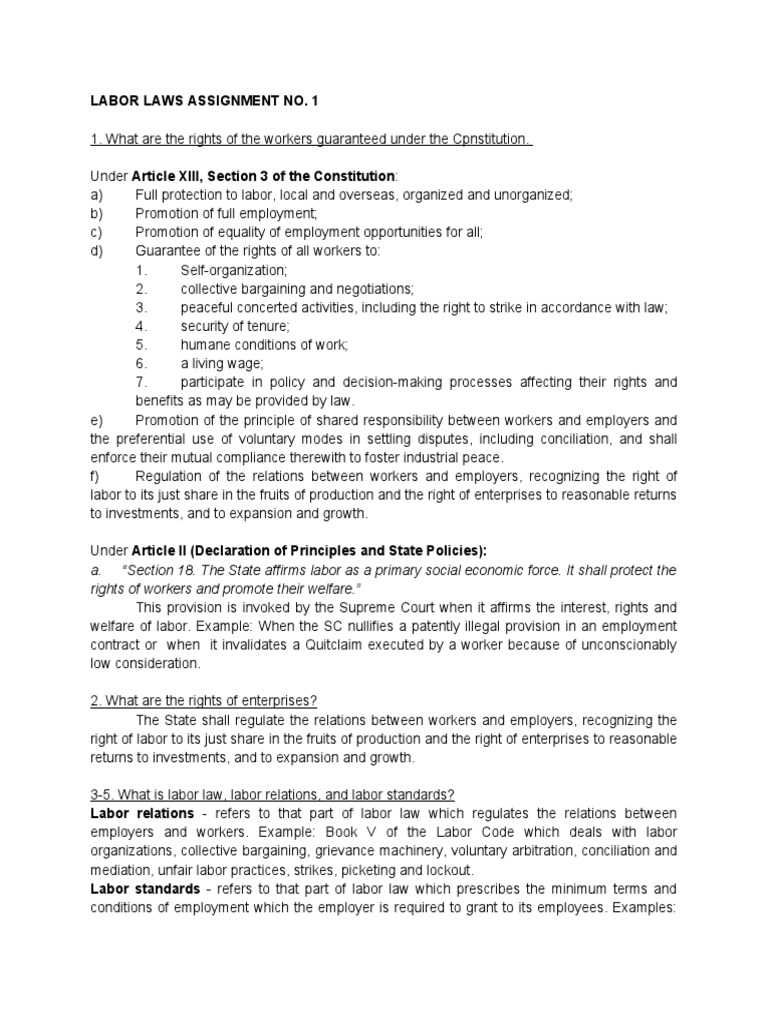 Overview of Workers' Rights and Labor Laws | PDF | Employment | Labour Law
