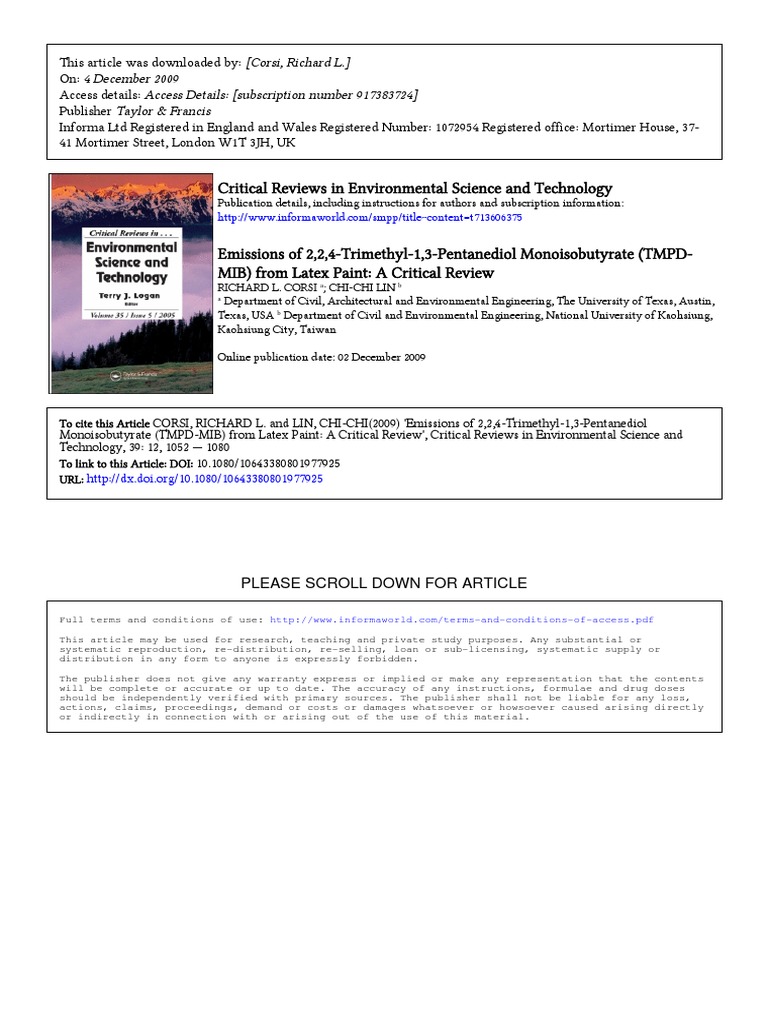 CREST 2009 Texanol Review | PDF | Paint | Chemical Substances