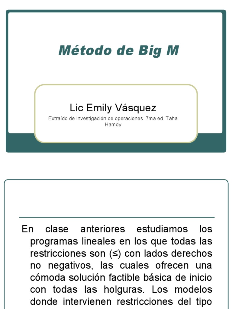 Metodo Big M | PDF | Ciencias de la Computación | Lógica matemática