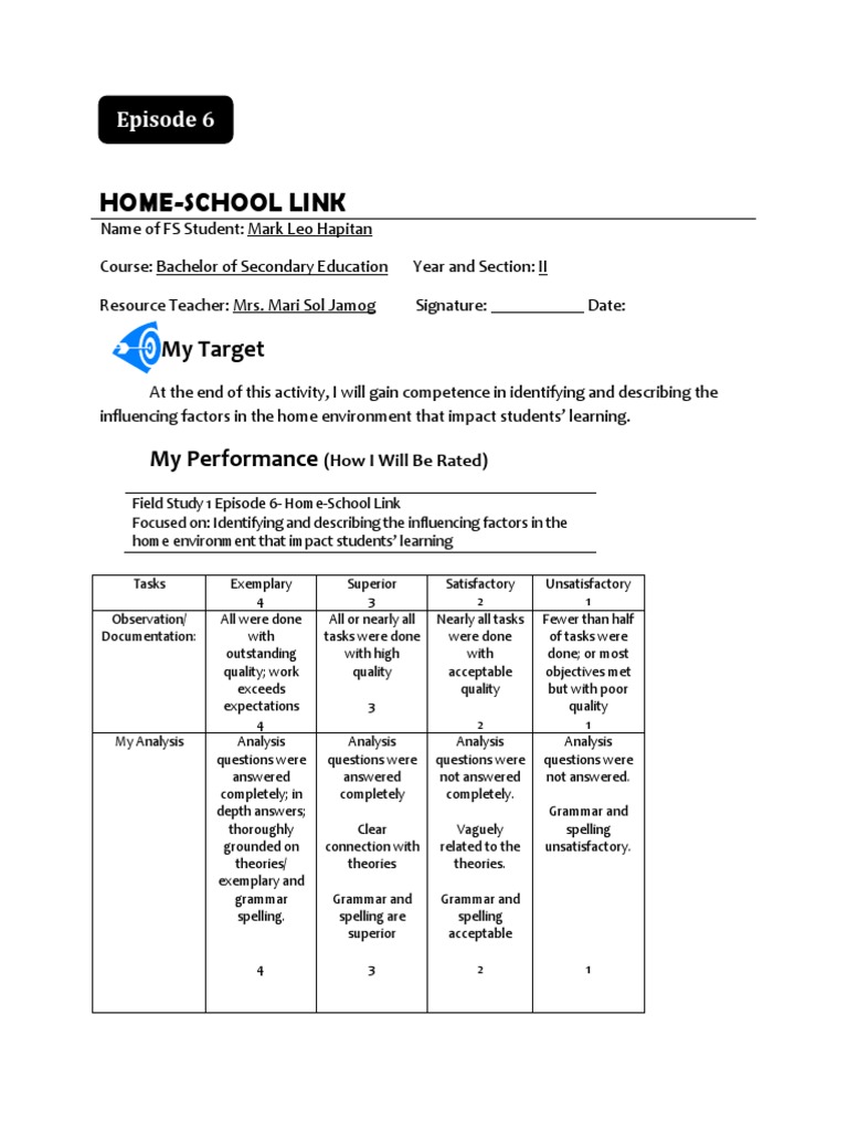 Field Study 1 Answers Episode 6 | PDF | Learning | Teachers