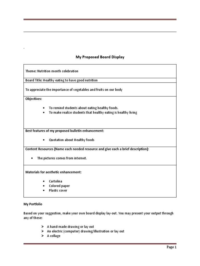 My Proposed Board Display: Objectives | PDF | Schools | Classroom
