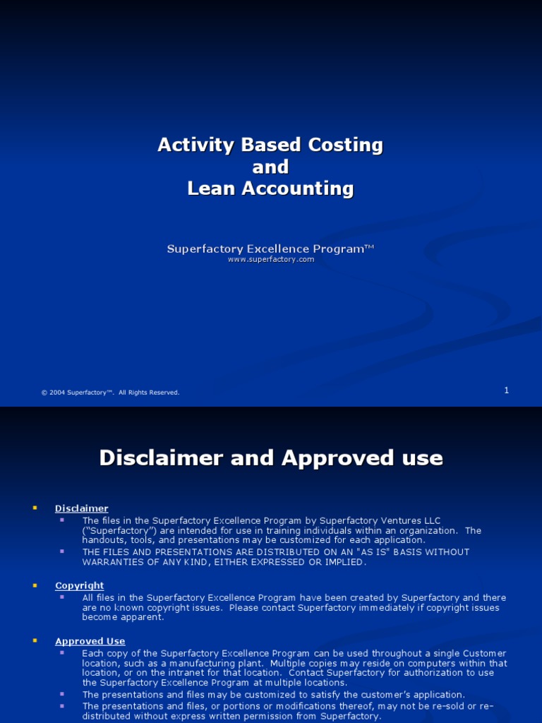 Activity Based Costing and Lean Accounting | Download Free PDF | Lean Manufacturing | Cost