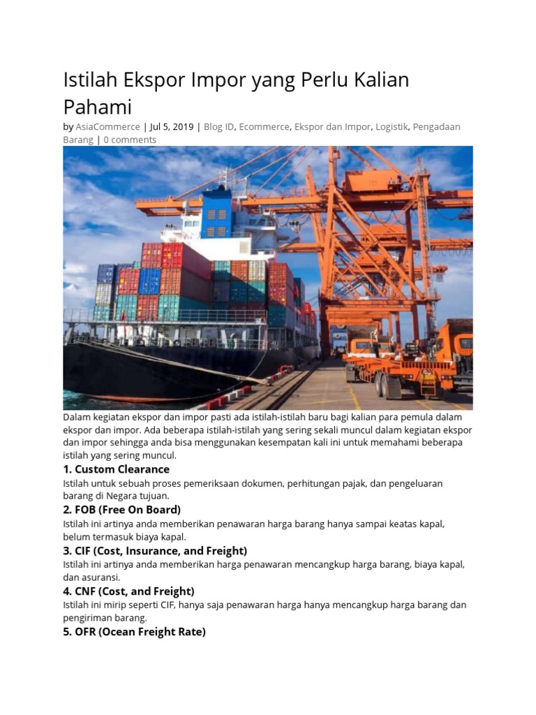 Istilah Dalam Ekport Import | PDF