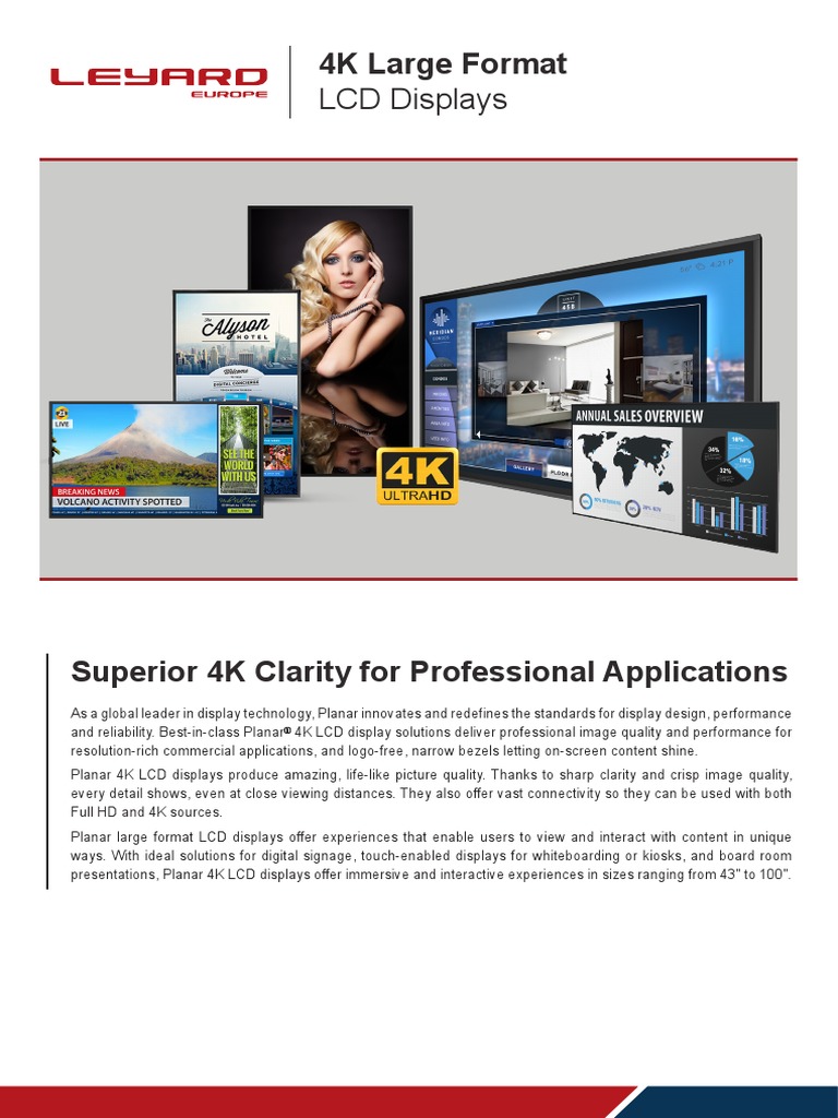 LCD Displays: 4K Large Format | PDF | Hdmi | Touchscreen