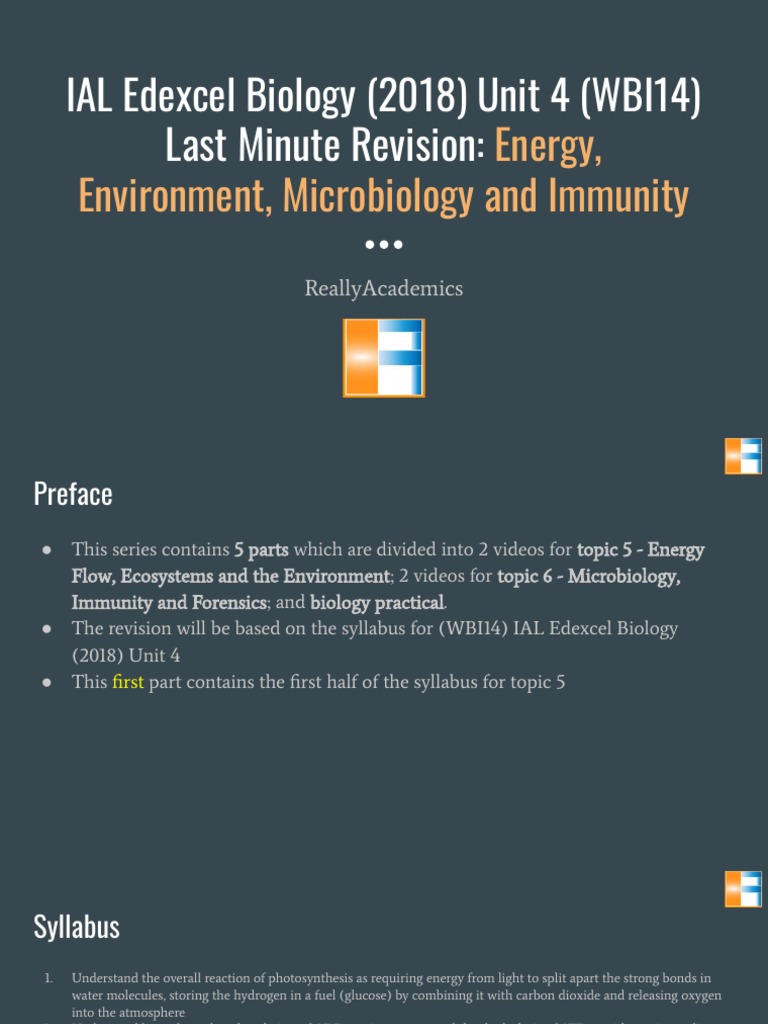 Biology Unit 4 Part 1 Last Minute Revision Reallyacademics | PDF ...
