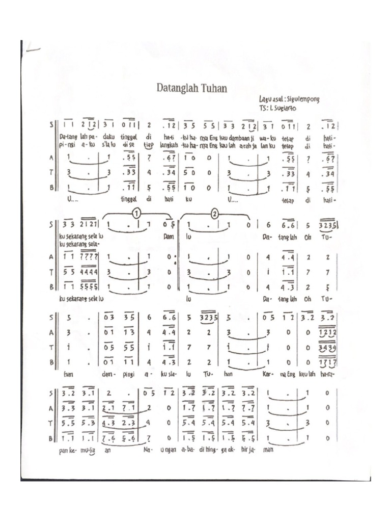 Datanglah Tuhan Partitur | PDF