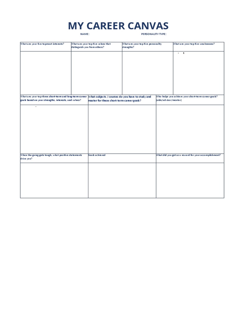 Career Canvas Self-Assessment Guide | PDF | Self-Improvement