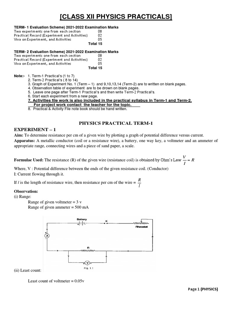 Xii Physics Practical 2021 22 | PDF | P–N Junction | Diode