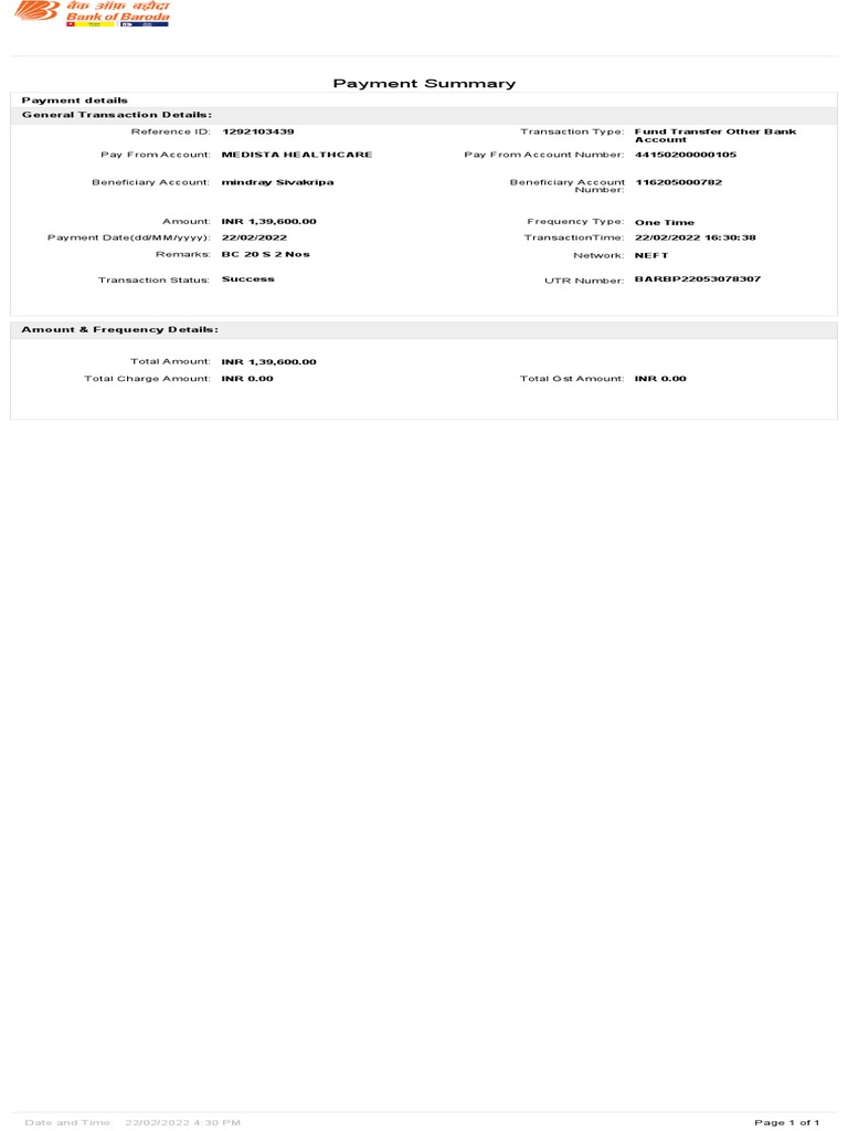 Payment Summary: Account | PDF