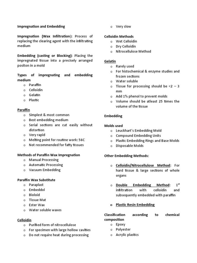 Impregnation and Embedding | PDF | Wax | Histology