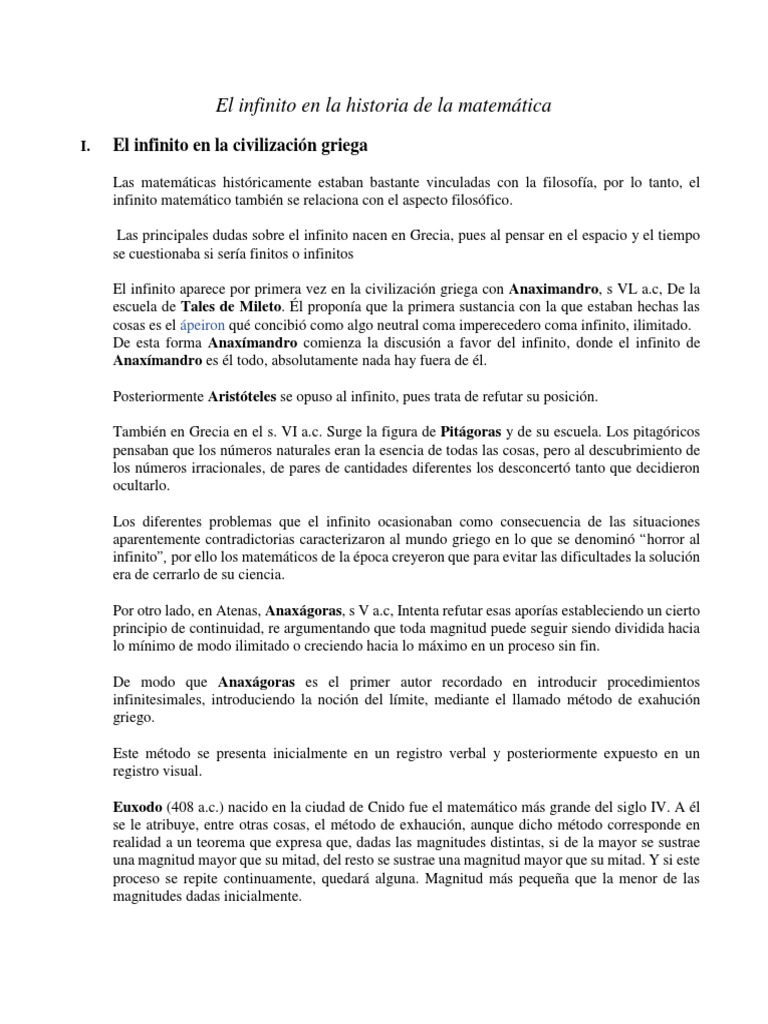 El Infinito en Matematicas | PDF | Cálculo | infinito