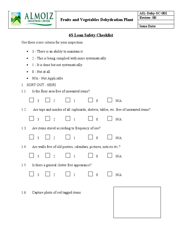 6S Lean Safety Checklist | PDF | Risk | Fires