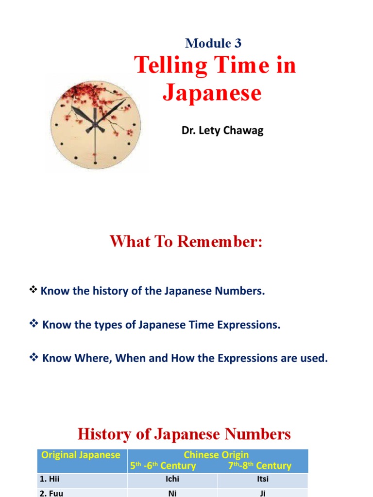 Module 3. Telling Time in Japanese | PDF | Language Families ...