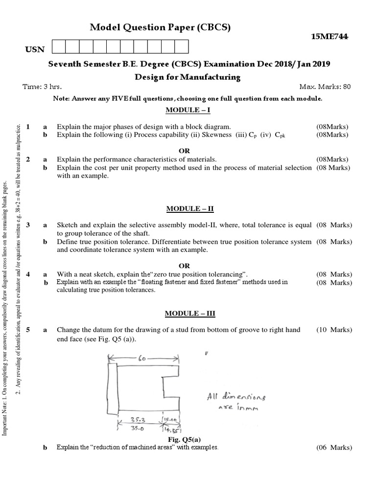 Model Question Paper (CBCS) | PDF | Mechanical Engineering | Business ...