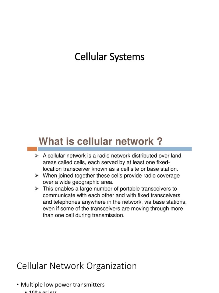 Cellular Systems | PDF | Cellular Network | Computer Engineering