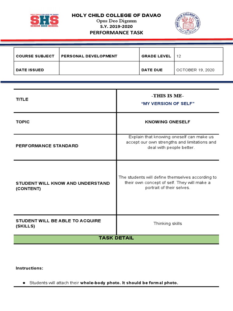 Perdev 1st Quarter Performance Task Download Free Pdf Self