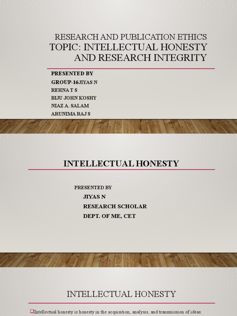 Topic: Intellectual Honesty and Research Integrity | PDF | Integrity ...