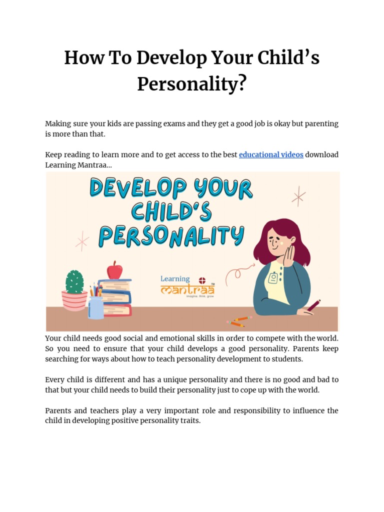 How To Develop Your Child's Personality | PDF | Learning | Behavioural ... How To Develop Your Child's Personality | PDF | Learning | Behavioural ...
