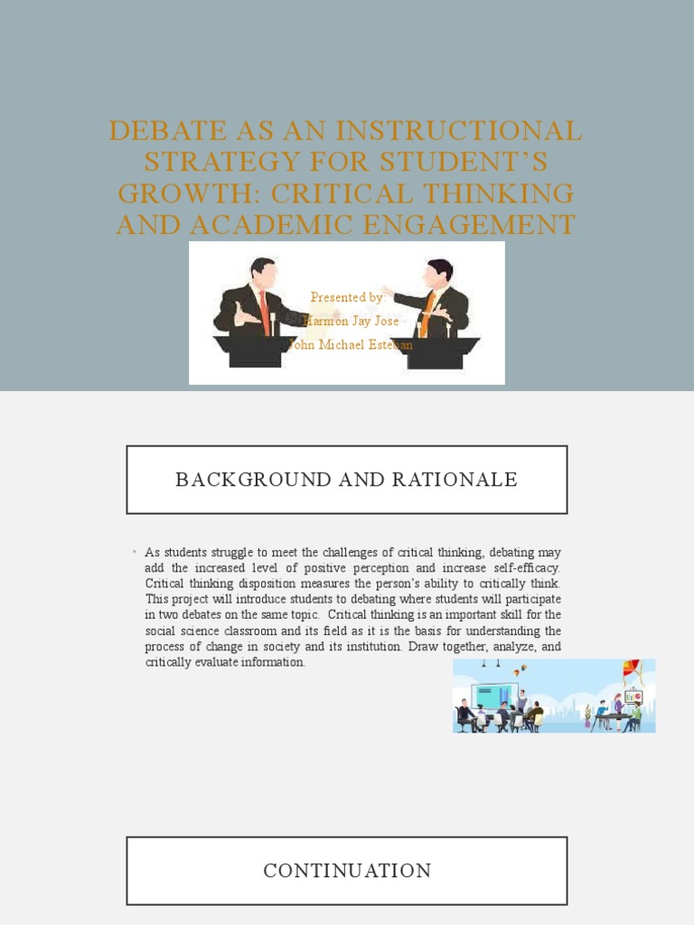 Debate As An Instructional Strategy For Student'S Growth: Critical ...