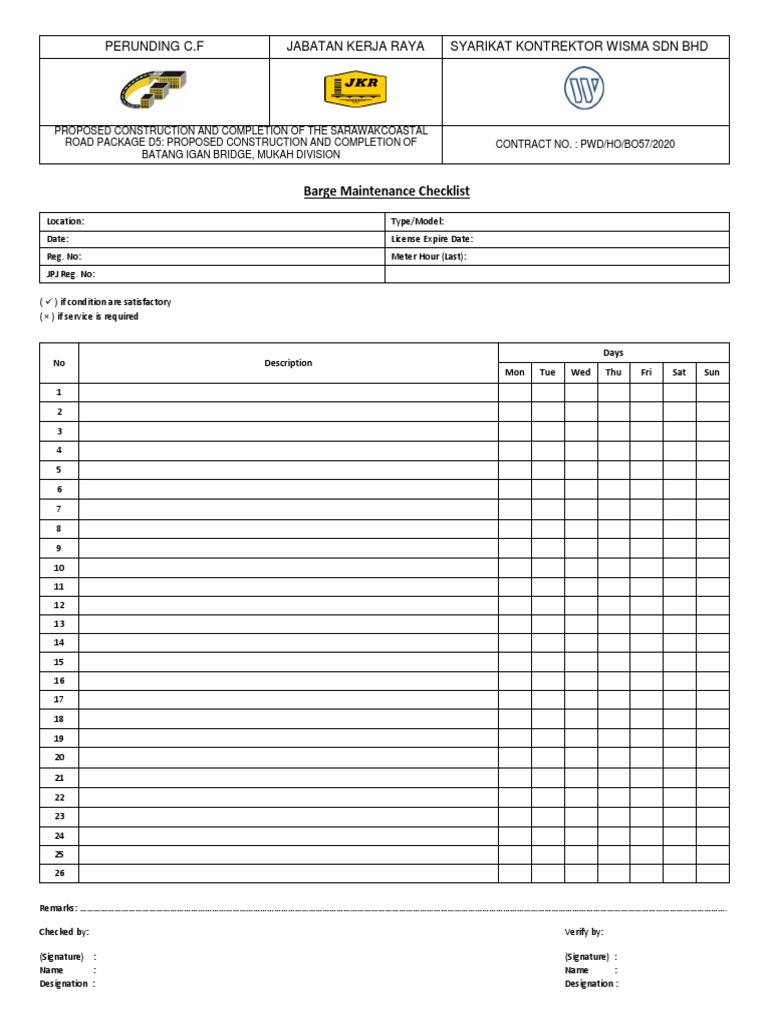 Barge Maintenance Checklist | PDF