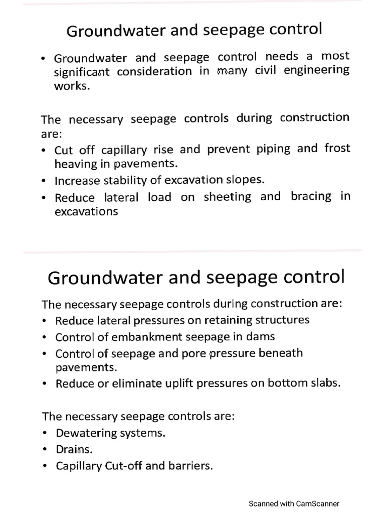 Ground Water Control and Seepage | PDF