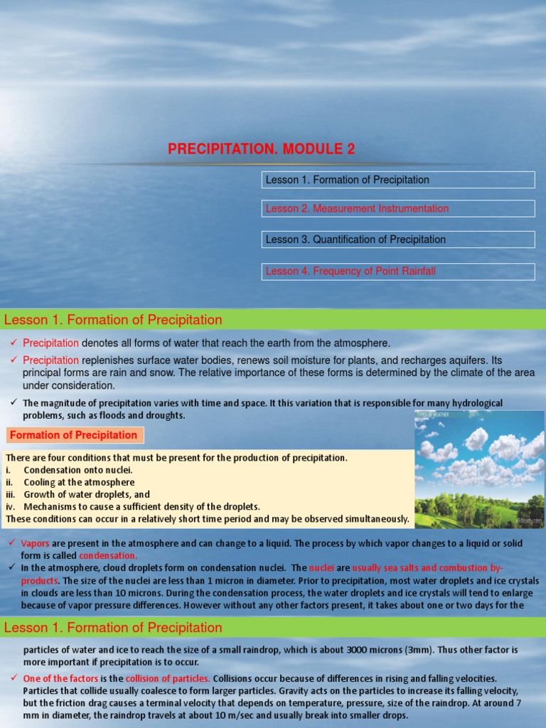 Precipitation. Module 2: Lesson 1. Formation of Precipitation | PDF ...