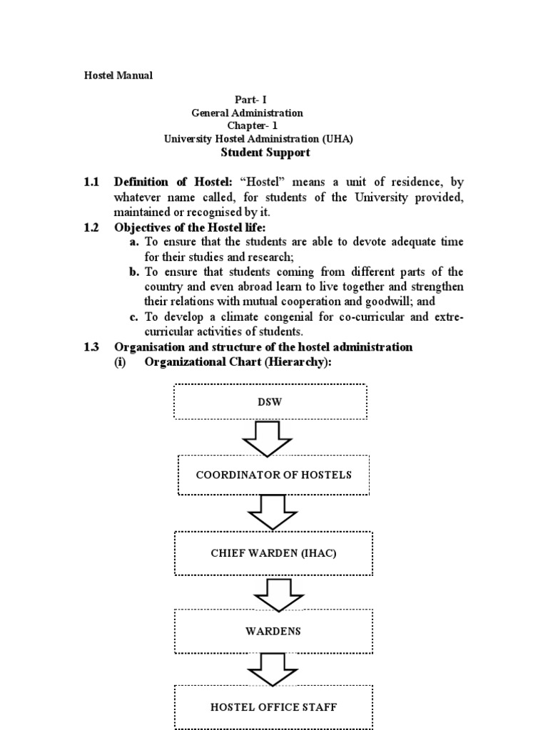 Guidance on Hostel Administration and Student Support Services | PDF ...