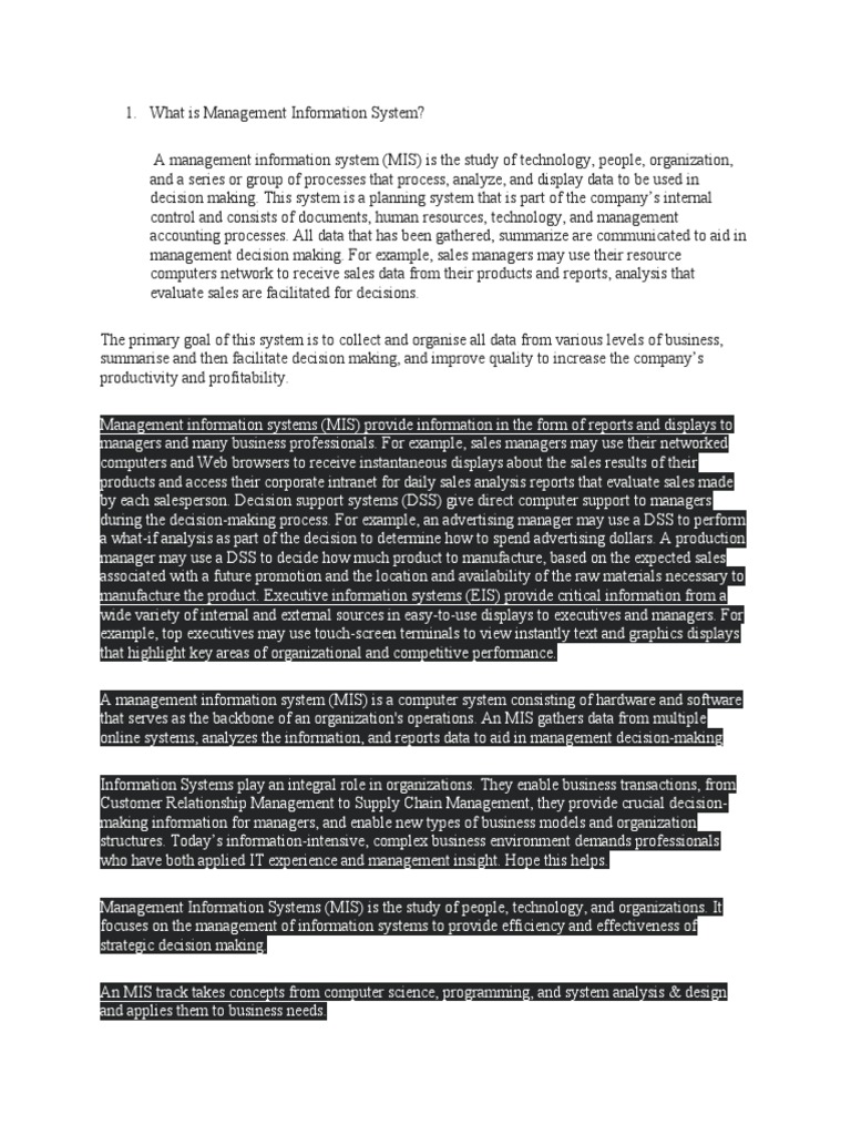 What Is Management Information System | PDF | Management Information ...