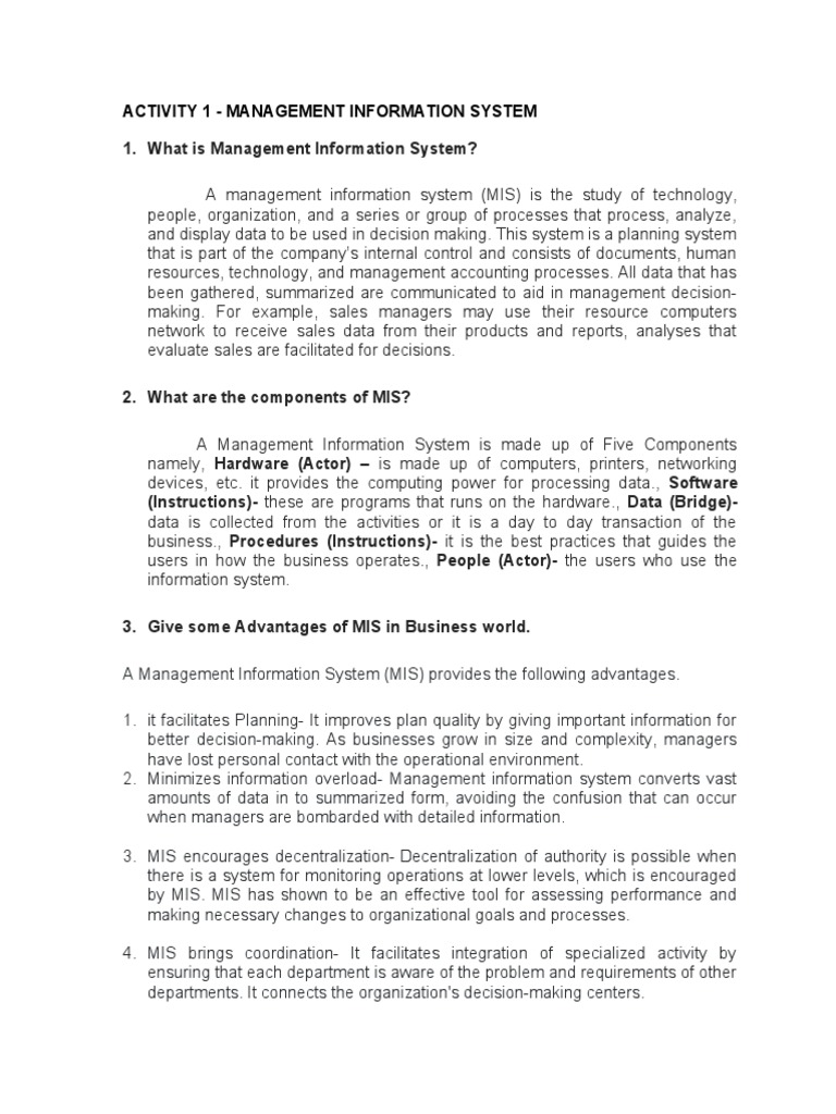 What Is Management Information System? | PDF | Management Information ...