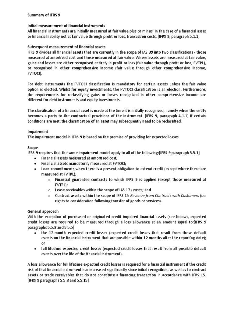 Summary of IFRS 9 | PDF | International Financial Reporting Standards ...