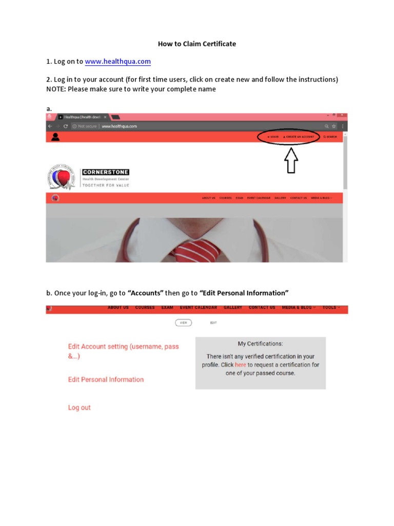 How To Claim Certificate at WWW - Healthqua.com UPDATED | PDF